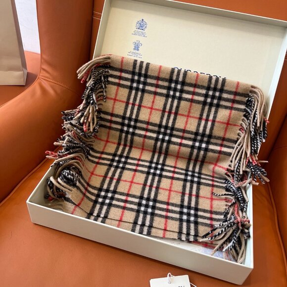 Burberry | Accessories | Burberry Iconic Beige Check Cashmere Scarf ...